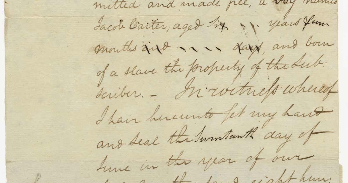 Jacob Carter - 1801 manumitted by Sybrant Douw