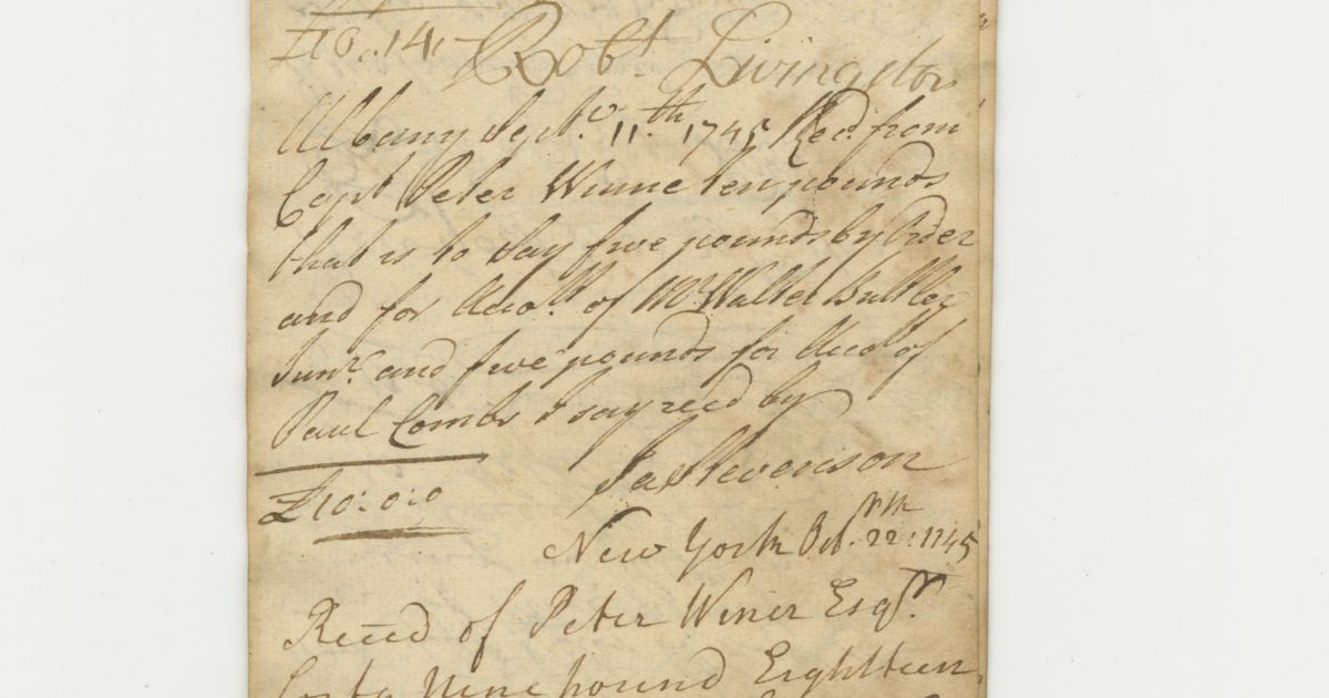 Enslaved woman - 1745 aboard Capt. Peter Winne's ship