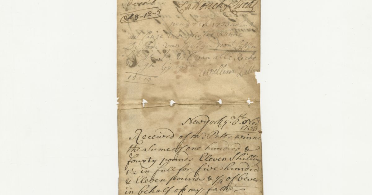 Enslaved boy- 1733 aboard Capt. Peter Winne's ship