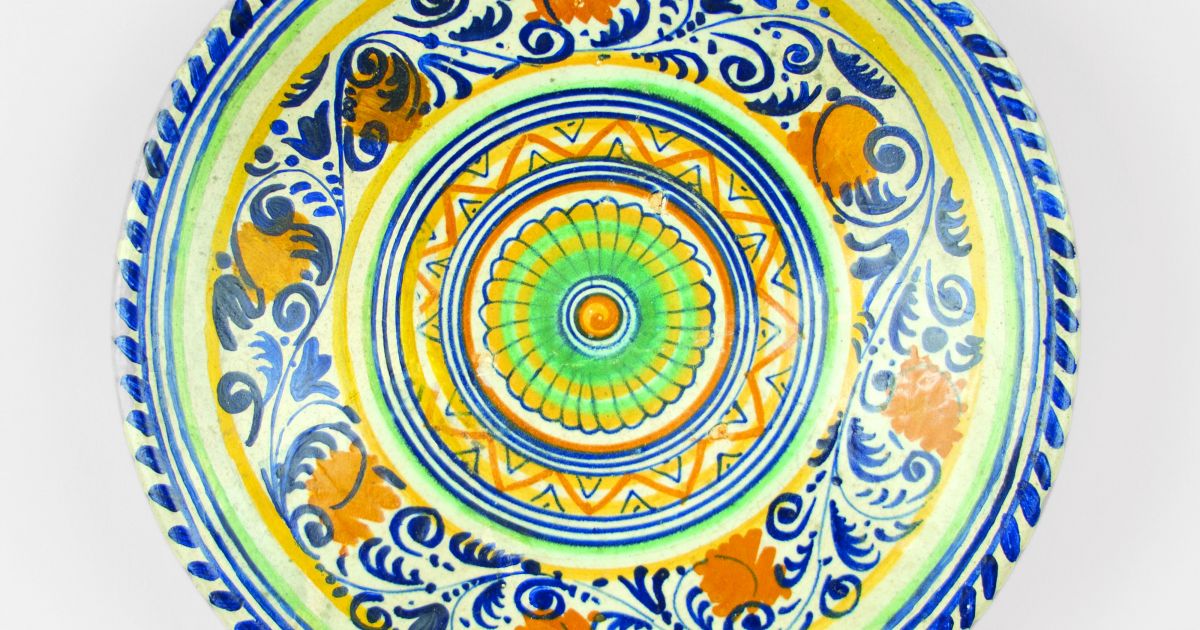 Dish with polychrome design
