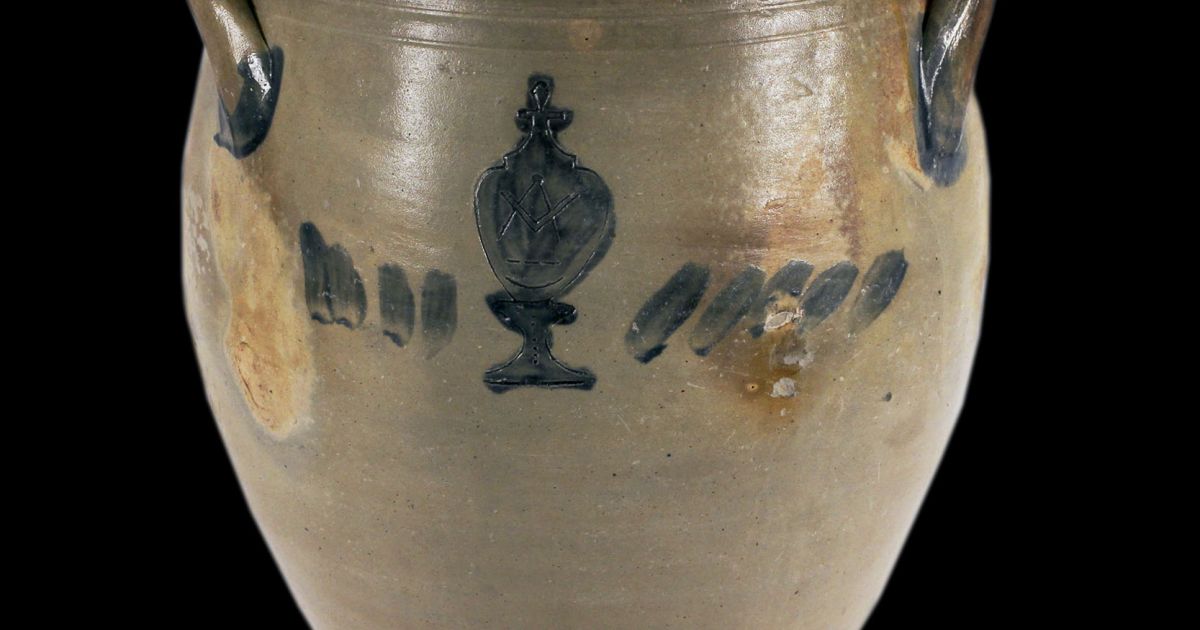 Stoneware Masonic Pot