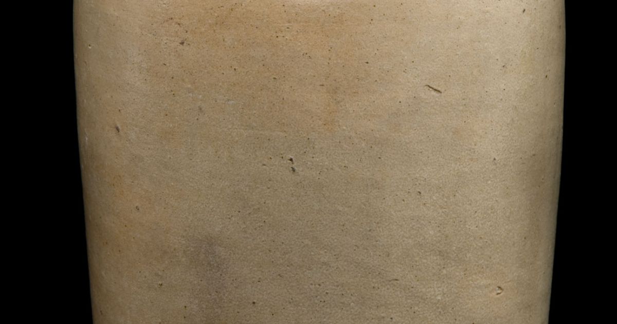 Cylindrical Stoneware Jar