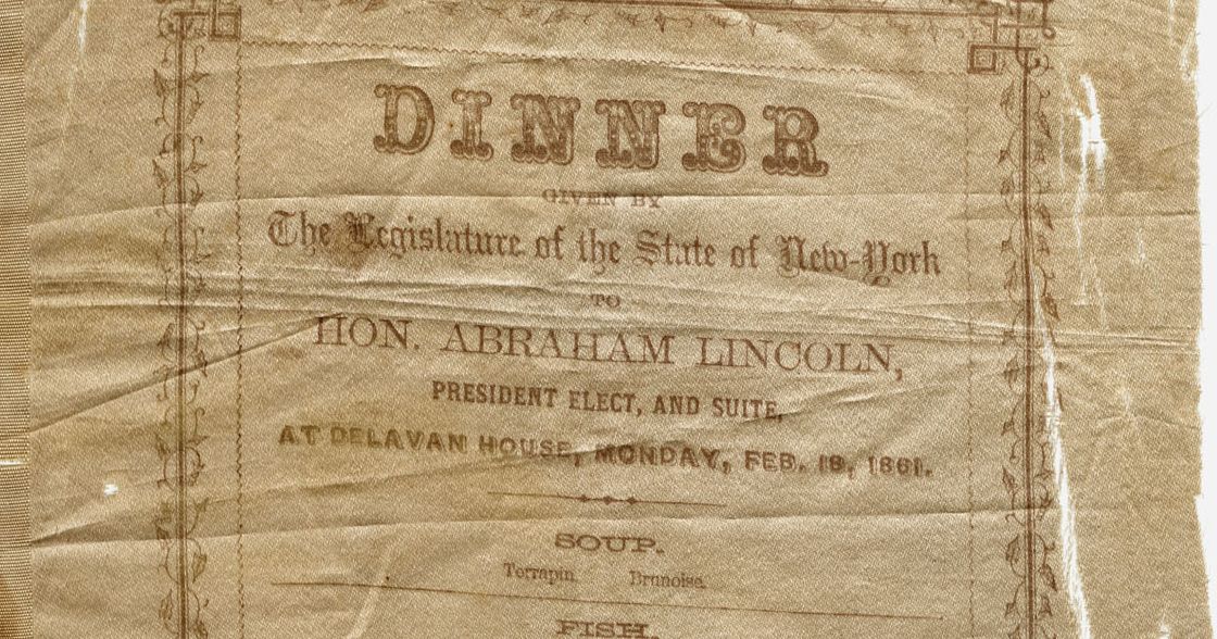 Delavan House Dinner Menu given by the Legislature of the State of New ...