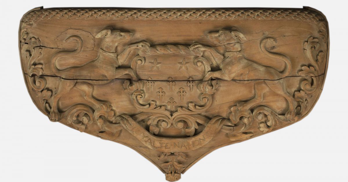 Carved Ship’s Transom Board for Colonial Governor George Clinton