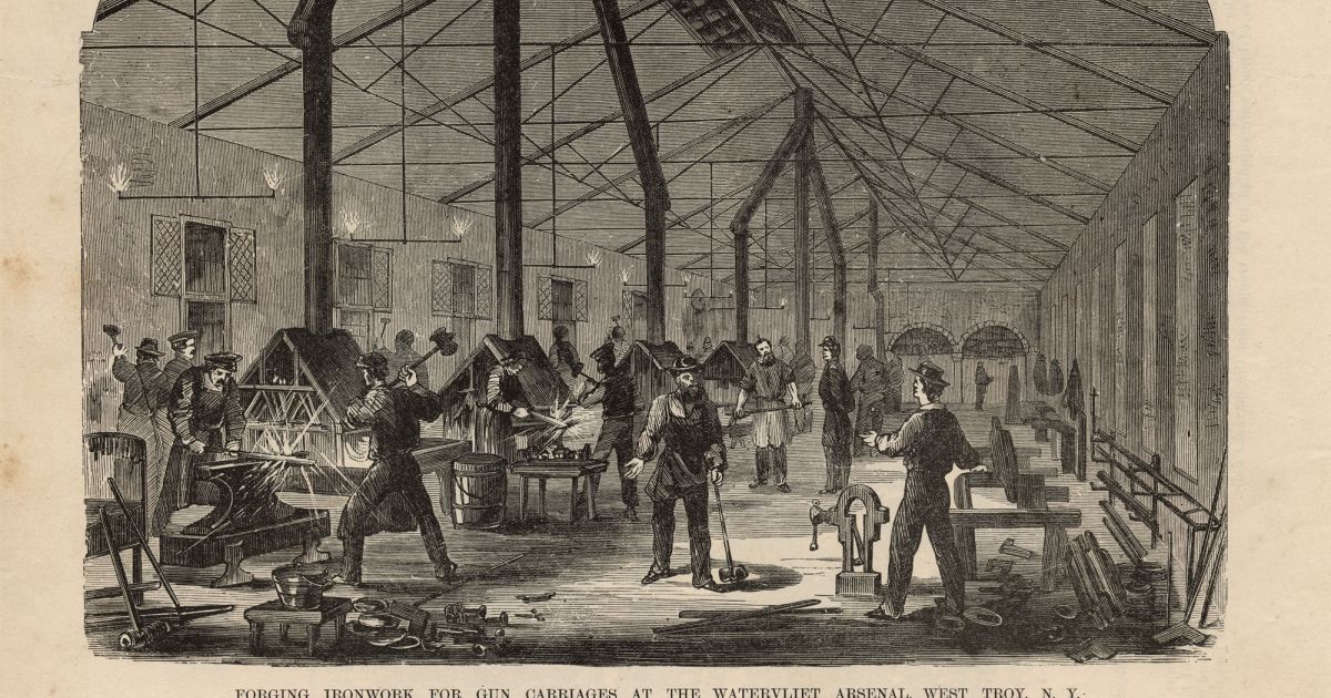 Forging Ironwork for Gun Carriages at the Watervliet Arsenal, West Troy ...