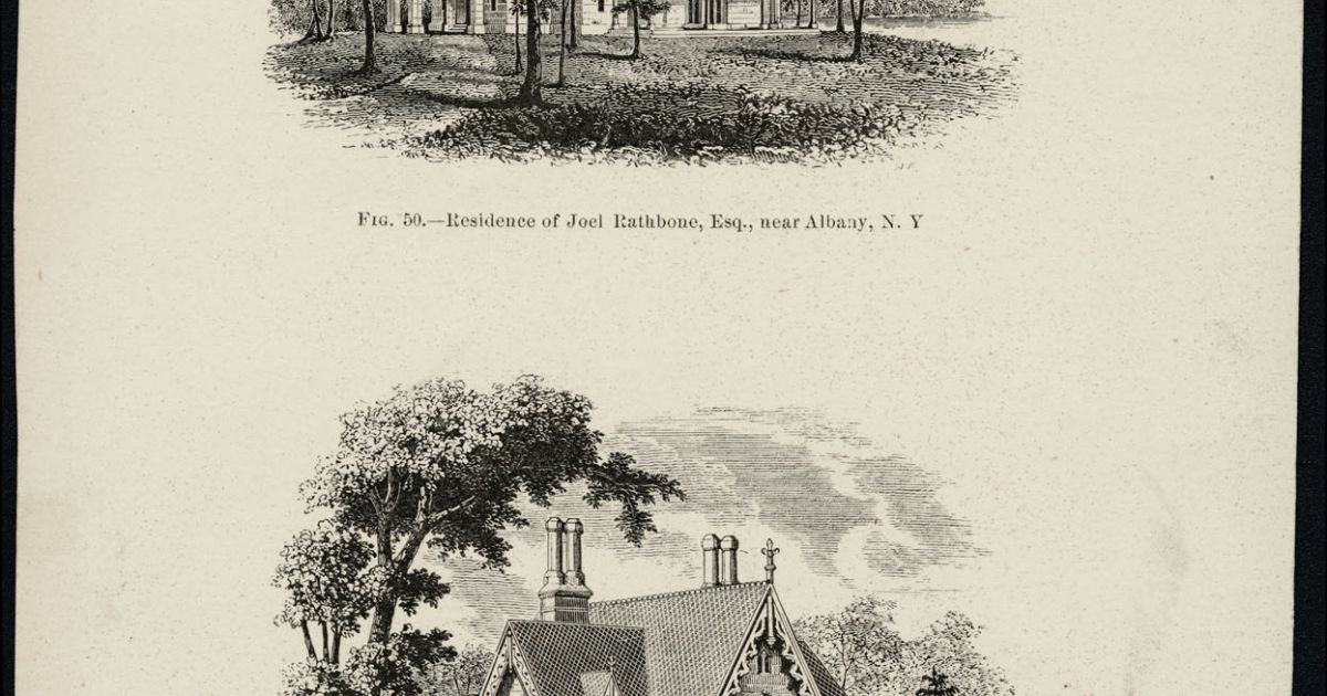 Residence of Joel Rathbone, Esq., Near Albany N.Y. & Cottage of S.E ...