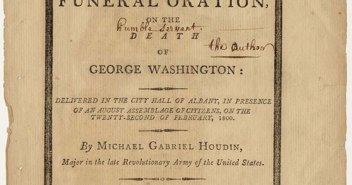 A Funeral Oration, On the Death of George Washington