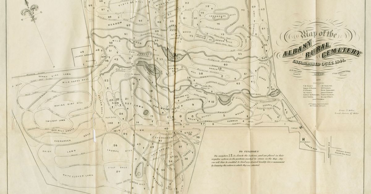 Map of the Albany Rural Cemetery Book Entitled: Hand, Book for the ...